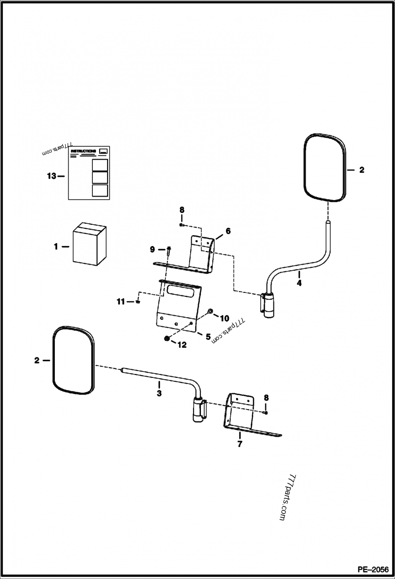 Side Mirror Kit - Work Machines Bobcat 5600 (520511001 & Above ...