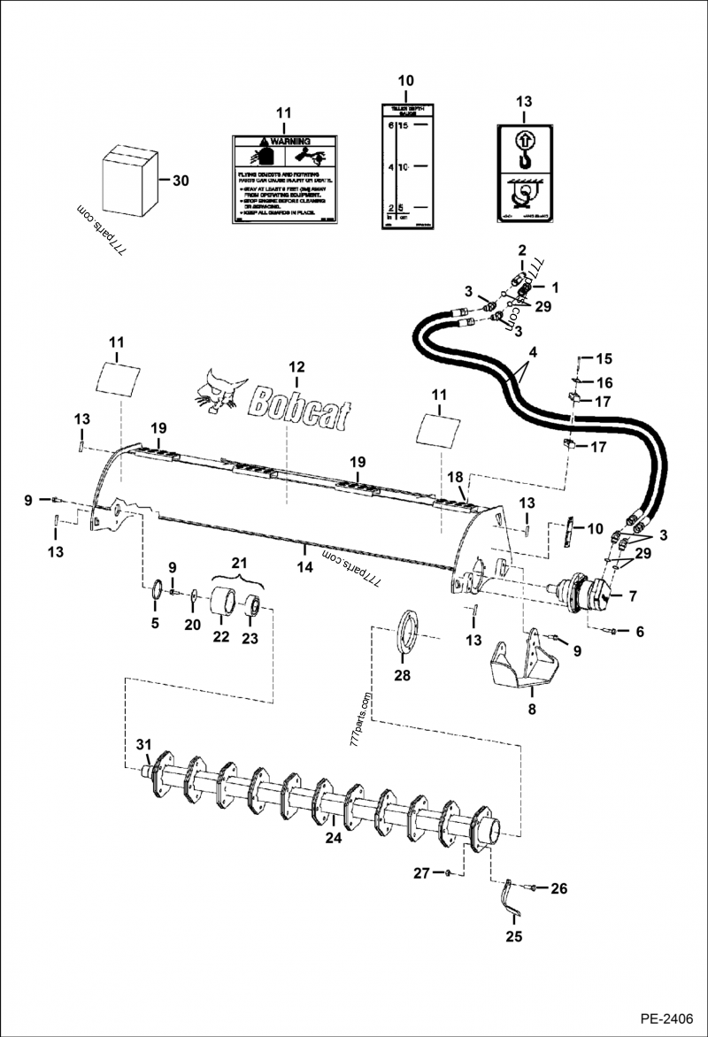 Tiller (Main Frame) (62") (76") (Four Step Frame - W/Skid Shoe) (S/N ...