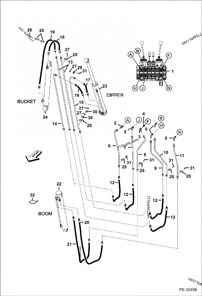 Backhoe (709) (709FDS) (Boom Hydraulic Circuitry) (W/ 8 Sections) (S/N ...