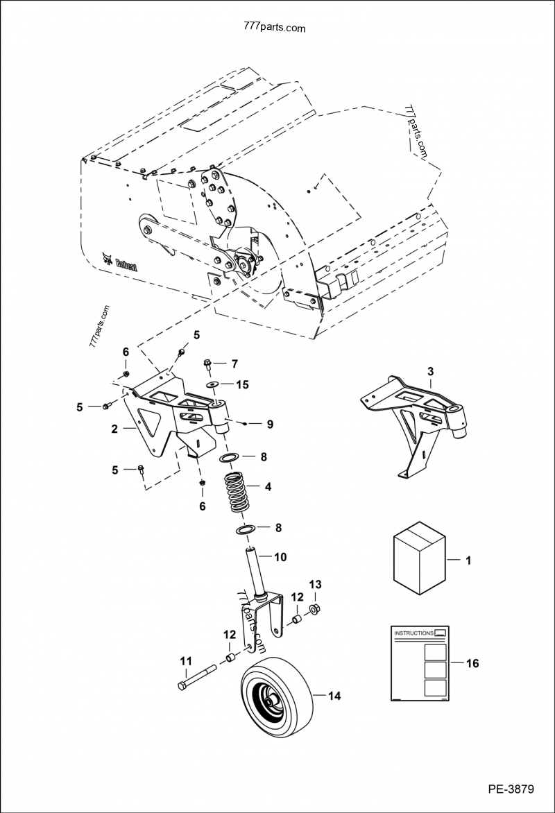 Sweeper (Wheel Kit) (84") (S/N A00A00101 & Above) - Attachments Bobcat ...