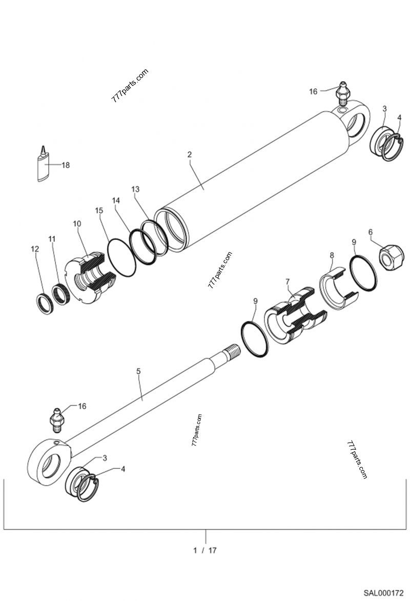 Steering Cylinder - Articulated Loaders Bobcat AL275 (A01L11000 & Above ...