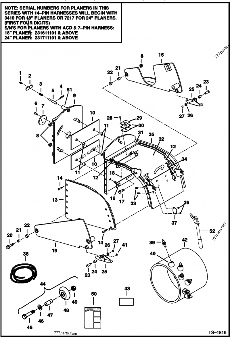 Planer (Housing Group) (18") (24") (S/N 341000101 & Above, 231600101 ...