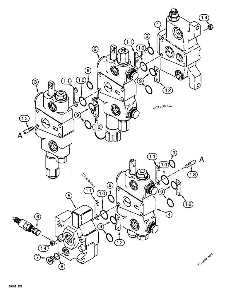 LOADER CONTROL VALVE, THREE SPOOL - LOADER BACKHOES Case 580SL (LOADER ...