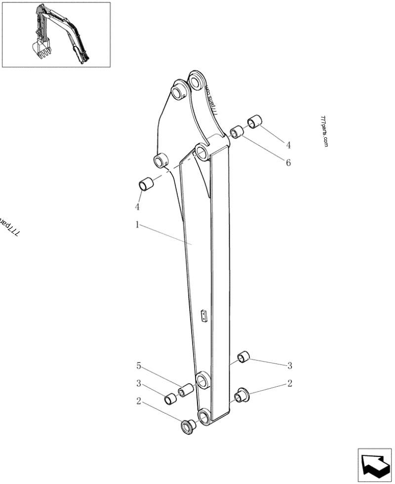 ARM LONG (L= 1590 MM) - 747331070 - MINI CRAWLER EXCAVATOR Case CX36B ...