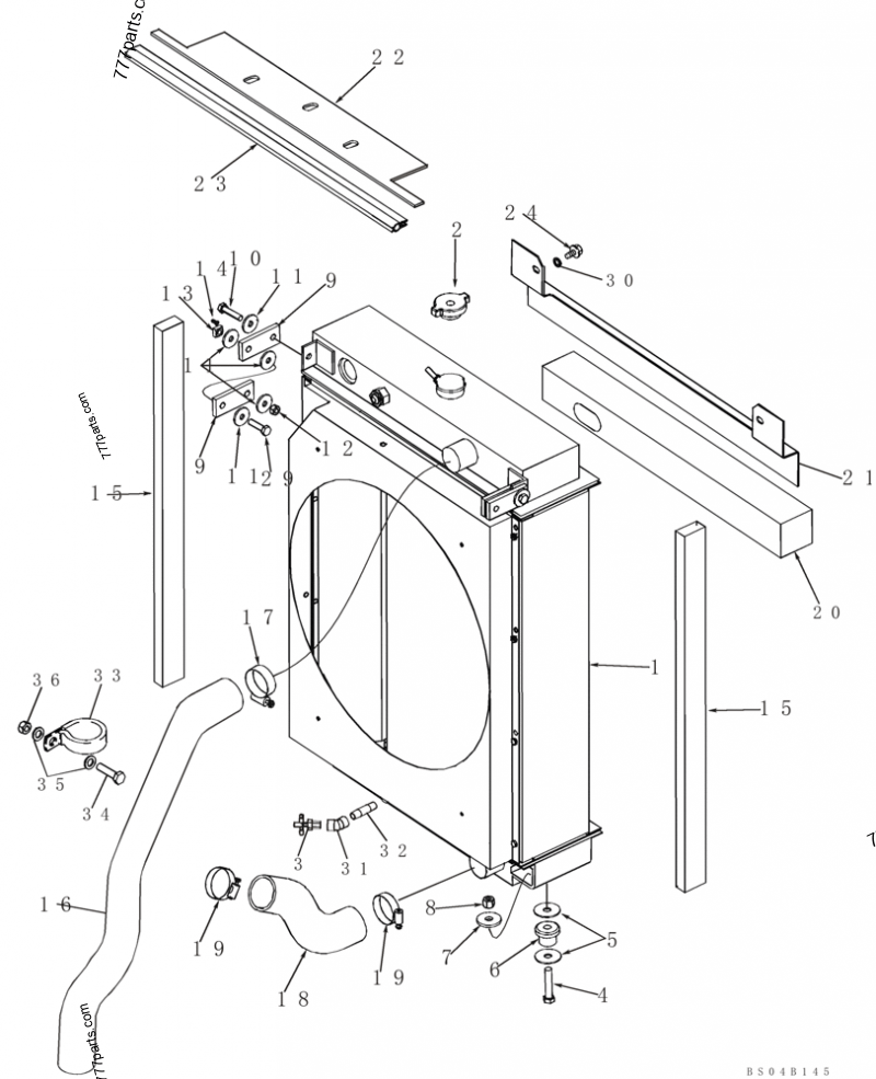 RADIATOR - MOUNTING - CRAWLER DOZERS Case 650K (SERIES 2 CRAWLER (TIER ...
