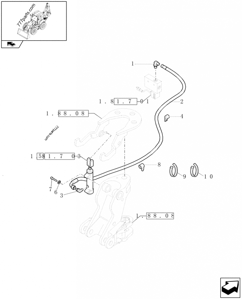 TRANSPORT LOCK HOOK, CYLINDER & HOSE (SIDE SHIFT,CENTER PIVOT, POWER ...