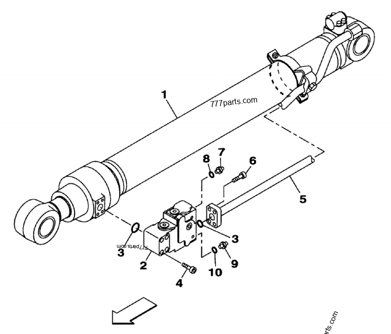 HYDRAULIC CIRCUIT - DIPPER CYLINDER WITH SAFETY VALVE - MONOBLOCK BOOM ...