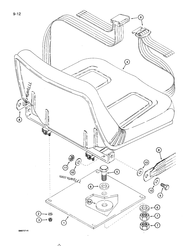 SEAT AND SEAT MOUNTING - FORKLIFTS Case 360 (CASE TRENCHER (1/86-12/04 ...
