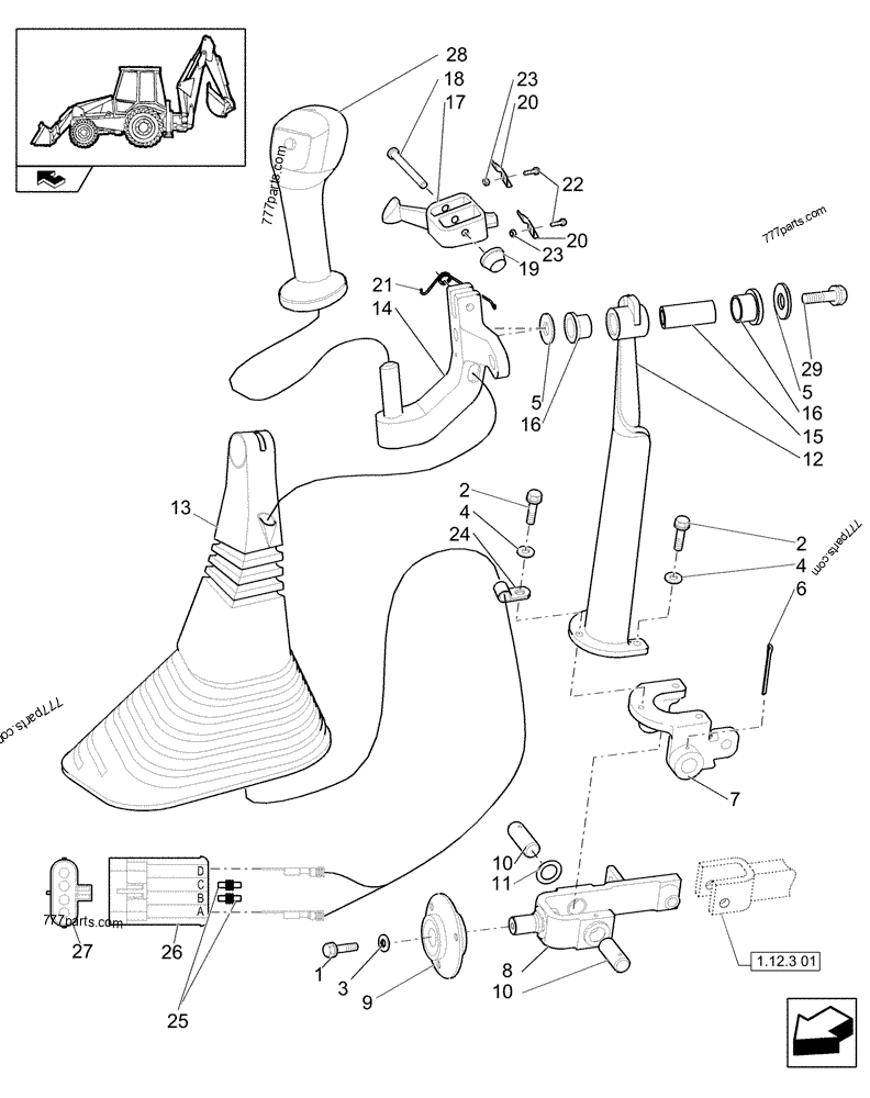 CONTROL LEVER - 3 SECTION DISTRIBUDOR LOADER CENTROL - LOADER BACKHOES ...