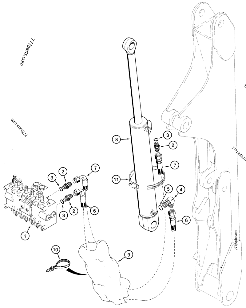 HYDRAULIC SYSTEM - BACKHOE DIPPER CYLINDER (NORTH AMERICA), D125 ...