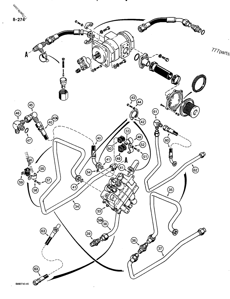 EQUIPMENT HYD. SYSTEM RESERVOIR TO LOADER CONTROL VALVE & LOADER VALVE ...
