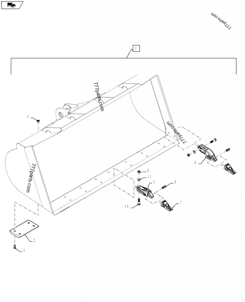 LOADER BUCKET COUPLER MOUNT WITH TEETH - WHEEL LOADERS Case 821F (WHEEL ...