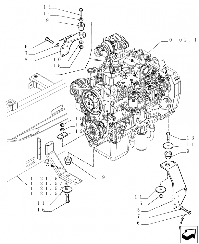 ENGINE AND TRANSMISSION SUPPORT - TELESCOPIC HANDLERS Case TX130-43 ...