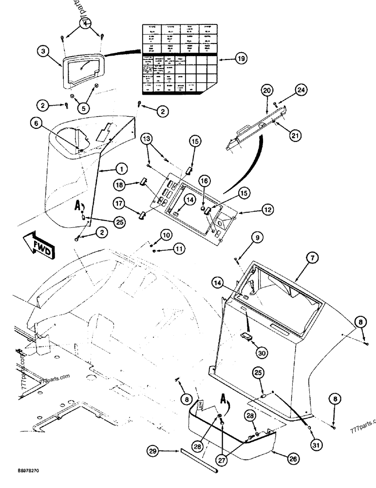 SIDE INSTRUMENT PANEL AND COVERS - LOADER BACKHOES Case 580SL (LOADER ...