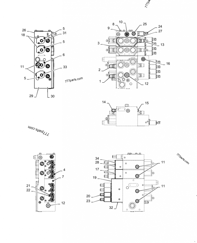 CONTROL VALVE ASSEMBLY, 4SPOOL - CRAWLER DOZERS Case 2050M WT/LGP ...