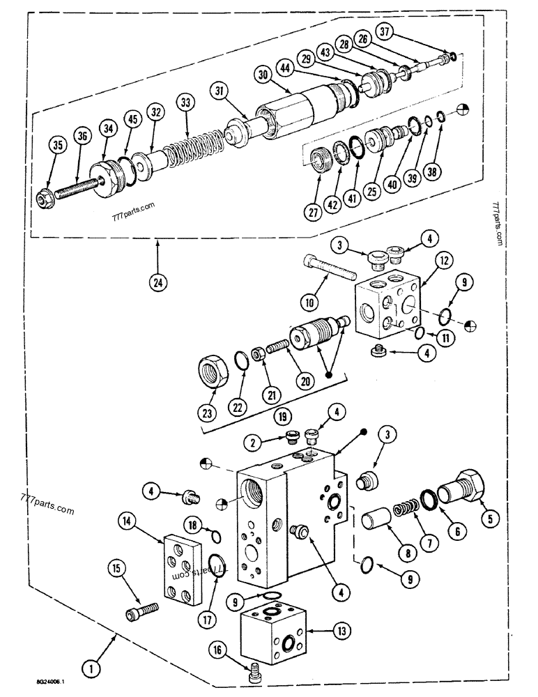 RIGHT SAFETY VALVE - BOOM - CRAWLER DOZERS Case 1088 (CASE EXCAVATOR ...