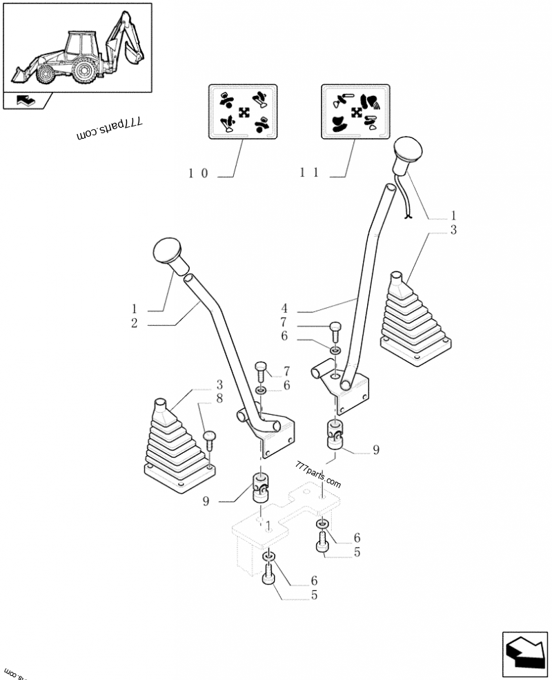 2 LEVER JCB BACKHOE CONTROLS, LEVER, BOOT & DECALS (SIDE SHIFT ...