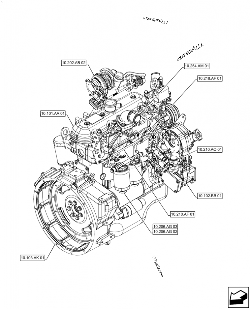 PICTORIAL INDEX - ENGINE - LOADER BACKHOES Case 570T (TRACTOR LOADER ...