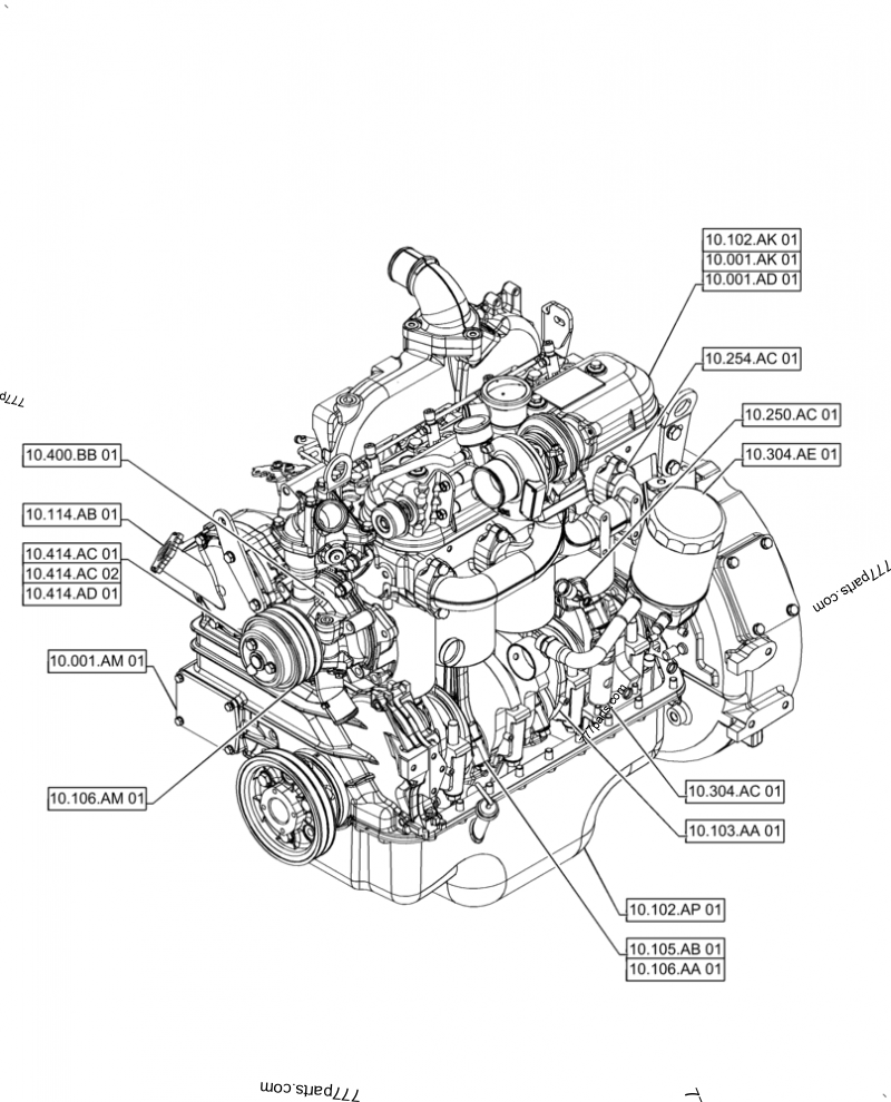 PICTORIAL INDEX - ENGINE - LOADER BACKHOES Case 570T (TRACTOR LOADER ...
