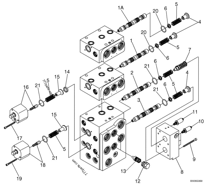 VALVE ASSY, FOUR SPOOL - SPOOLS - CRAWLER DOZERS Case 1650L (CRAWLER ...
