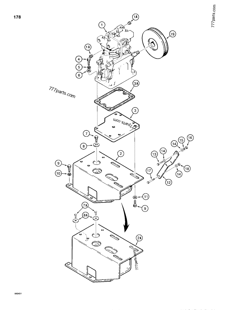 BRAKE SYSTEM, AIR COMPRESSOR MOUNTING - LOADER BACKHOES Case 680H (CASE ...