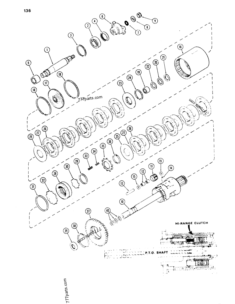 TRANSMISSION INPUT SHAFT - CRAWLER DOZERS Case 1450 (CASE CRAWLER ...