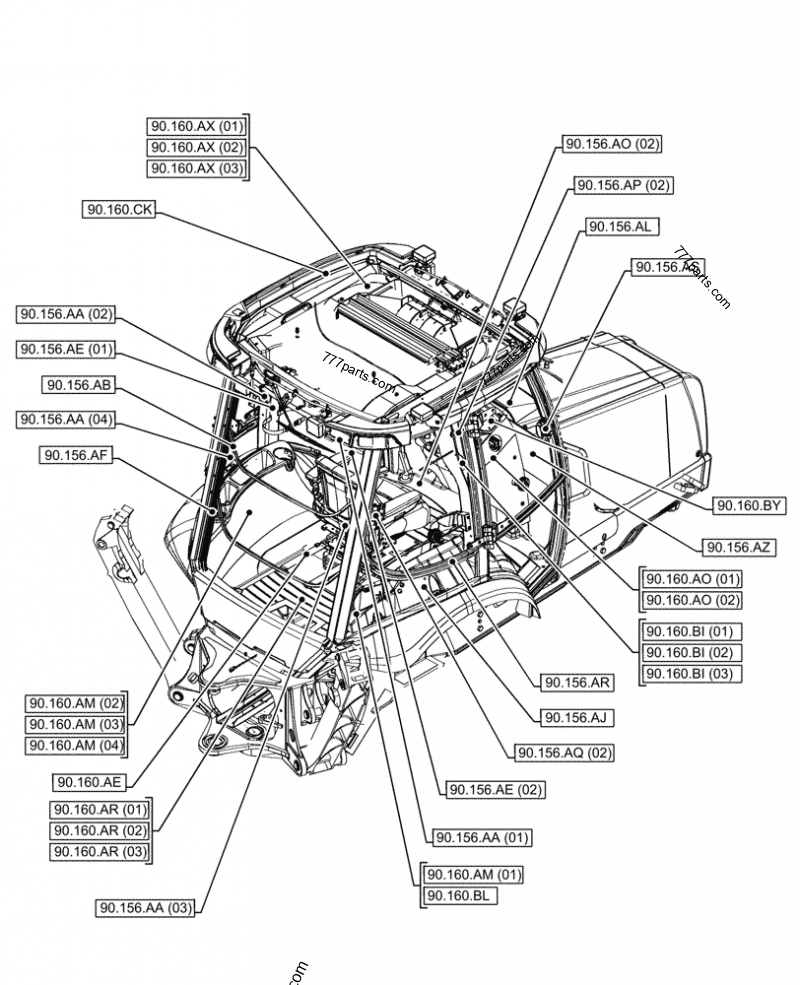 PICTORIAL INDEX - PLATFORM, CAB, BODYWORK AND DECALS - LOADER BACKHOES ...