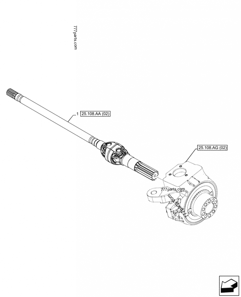 FRONT AXLE, SHAFT, 4WD - LOADER BACKHOES Case 580N (BACKHOE LOADER ...
