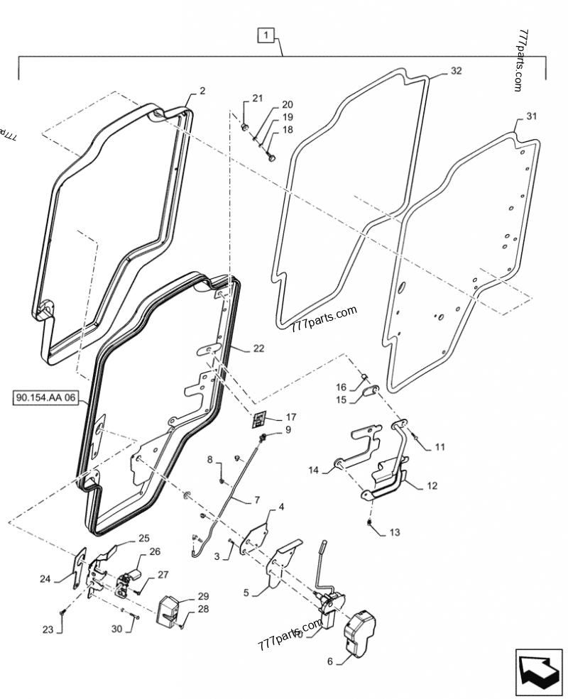 GLASS DOOR ASSY, INTERNAL COMPONENTS (15-FEB-2015 & NEWER) - SKID STEER ...