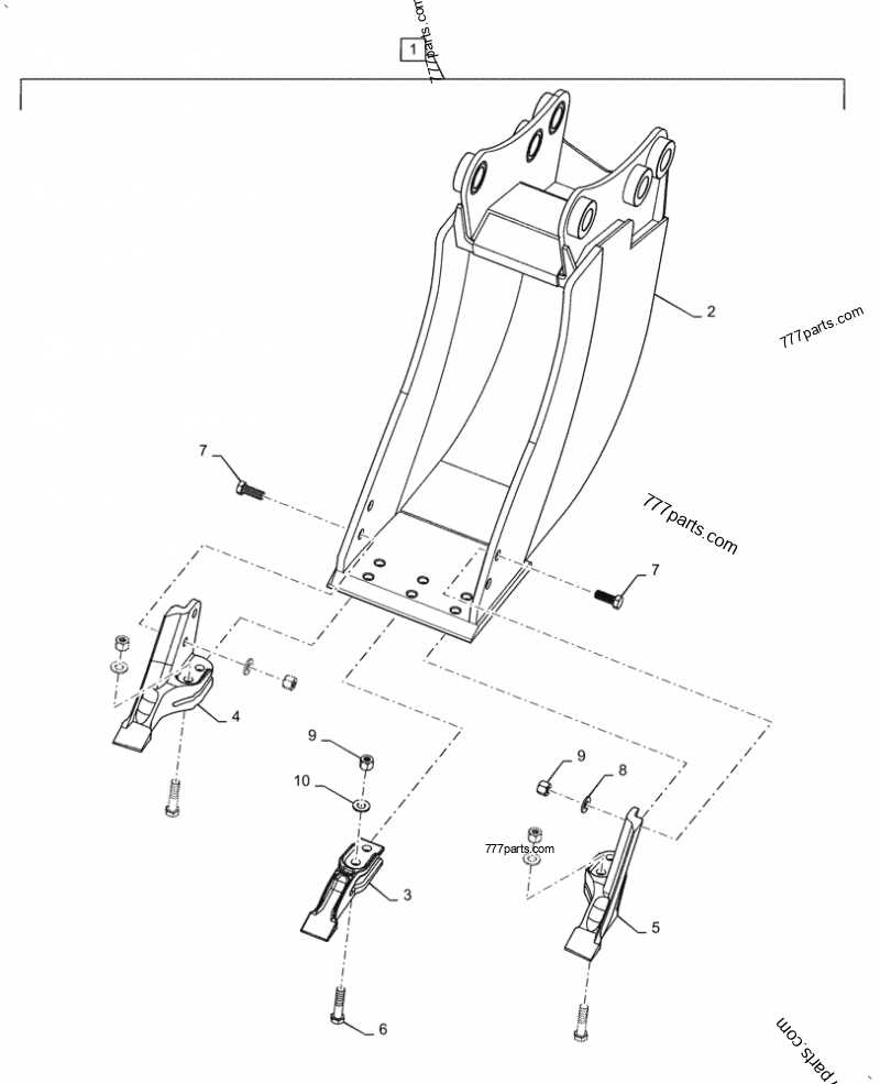 BACKHOE BUCKET ASSEMBLY 12" - LOADER BACKHOES Case 570ST (TRACTOR ...