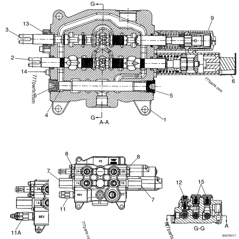 VALVE ASSY - LOADER CONTROL, TWO SPOOL - LOADER BACKHOES Case 580M ...