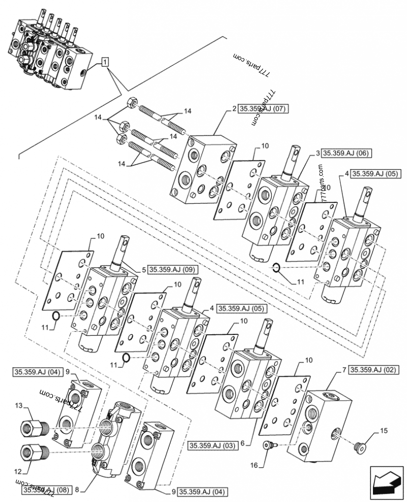 CONTROL VALVE, COMPONENTS - MOTOR GRADER Case 836C (4WD MOTOR GRADER ...
