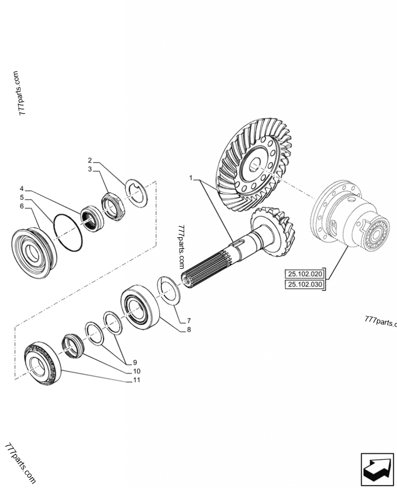 VAR - 742402 - 4WD FRONT AXLE, BEVEL GEAR - LOADER BACKHOES Case 580T ...