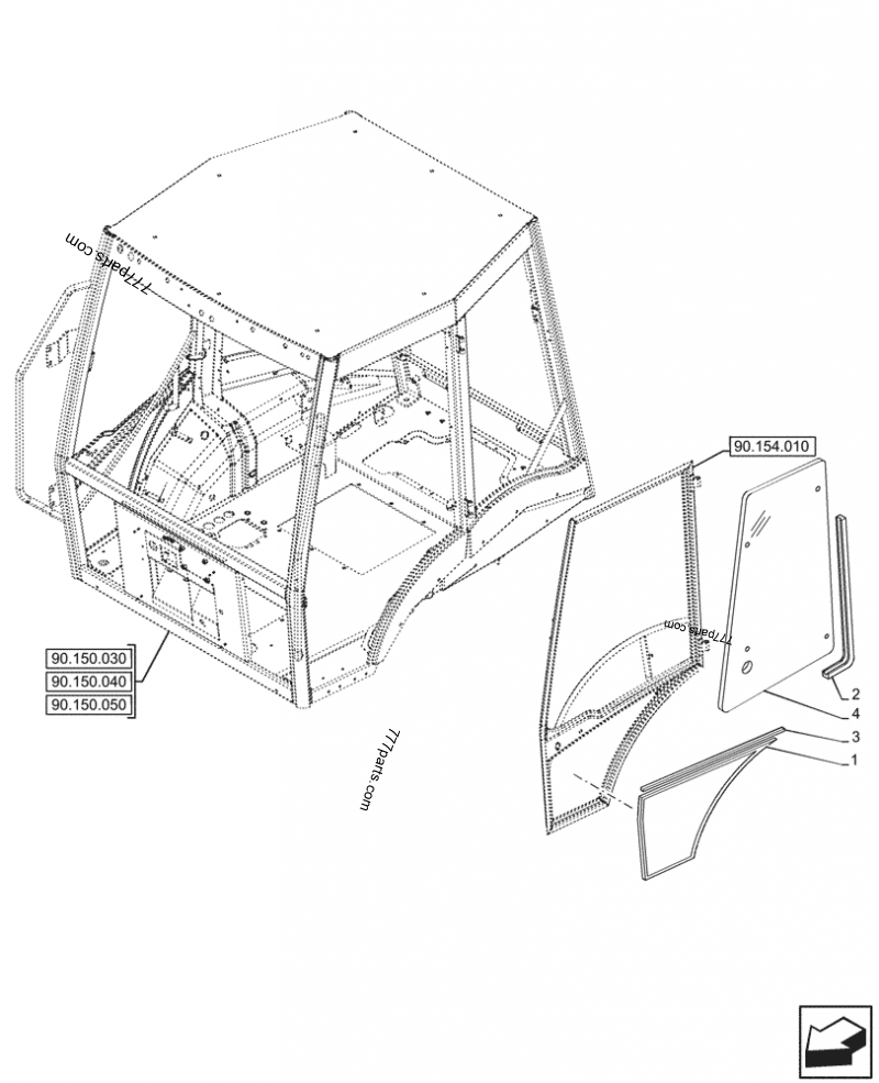 VAR - 745214, 745215 - CAB DOOR, GLASS - LOADER BACKHOES Case 580ST ...