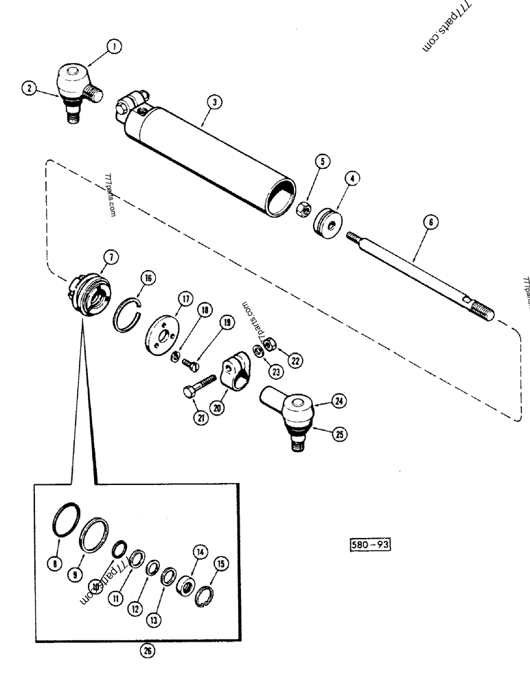 STEERING CYLINDER PARTS - LOADER BACKHOES Case 580CK (CASE CONSTRUCTION ...