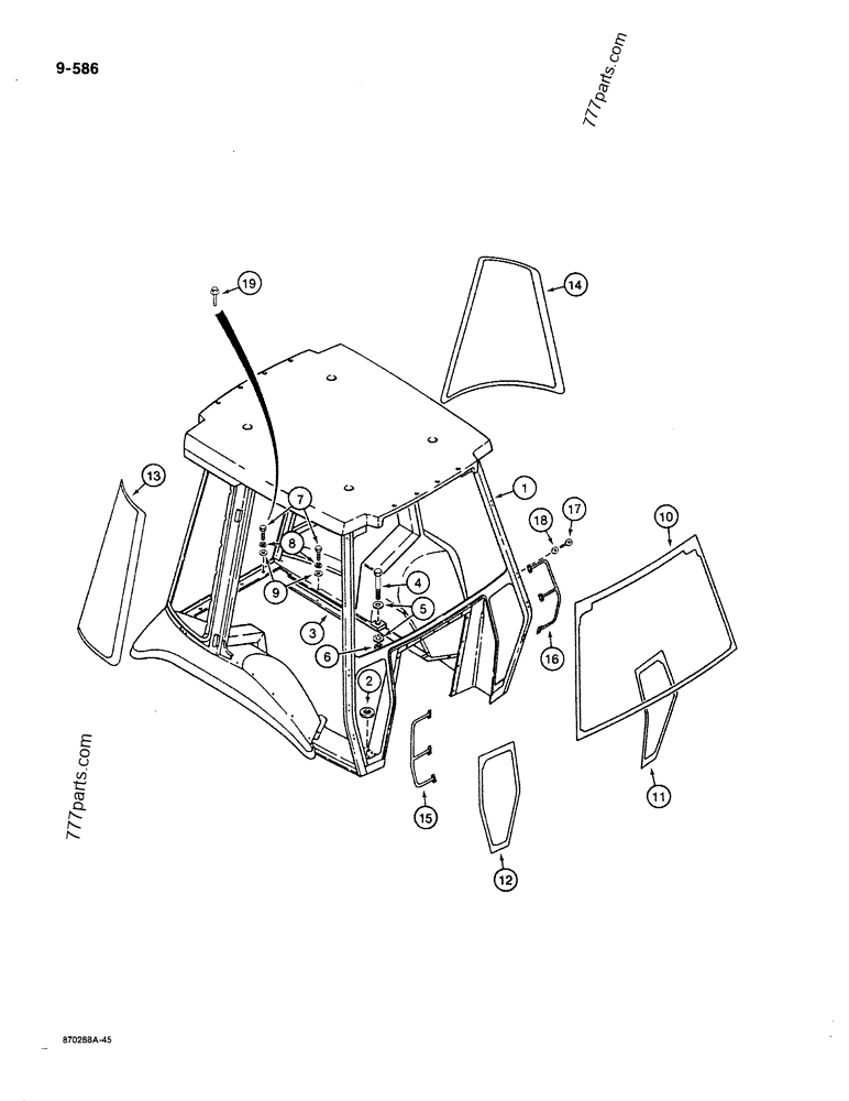 ROPS CAB AND MOUNTING PARTS - LOADER BACKHOES Case 580K (LOADER BACKHOE ...