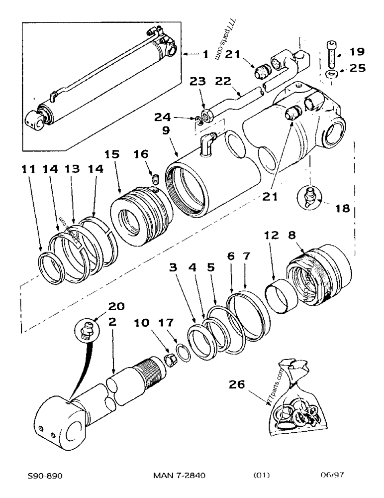 STABILISER CYLINDER, CENTRE MOUNTED DIGGER - LOADER BACKHOES Case 595 ...