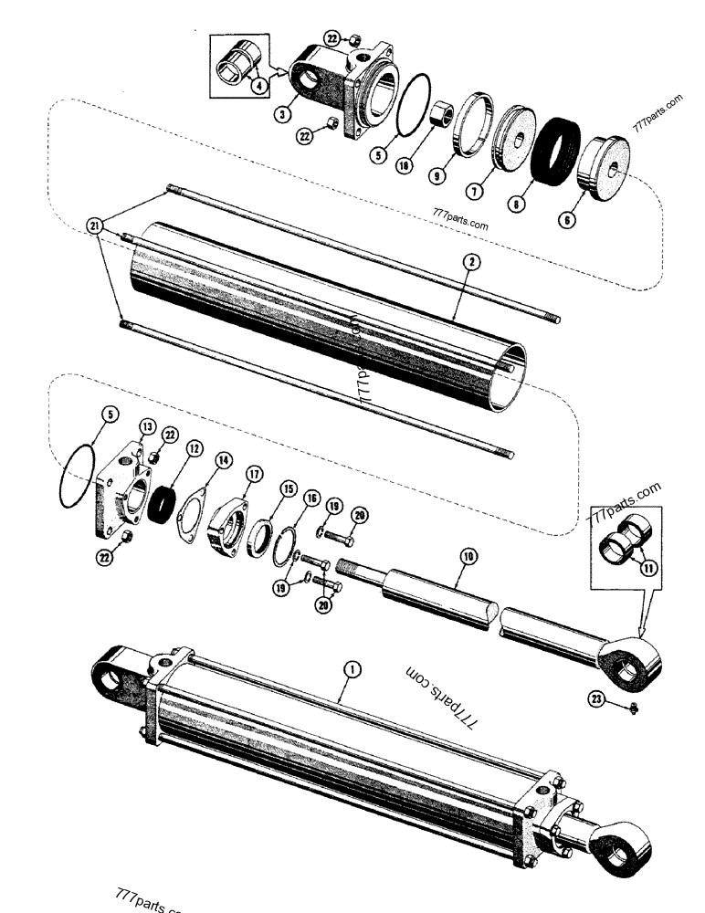 HYDRAULIC CYLINDER ASSY, PISTON ROD, END CAPS, TUBE - CRAWLER DOZERS ...