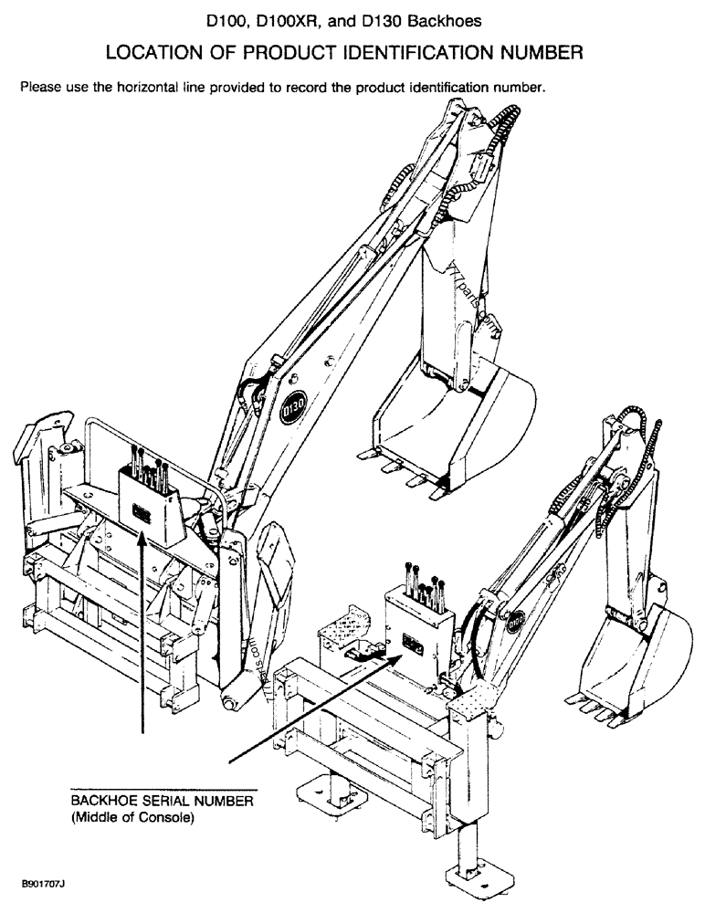 LOCATION OF PRODUCT IDENTIFICATION NUMBER - LOADER BACKHOES Case D100 ...