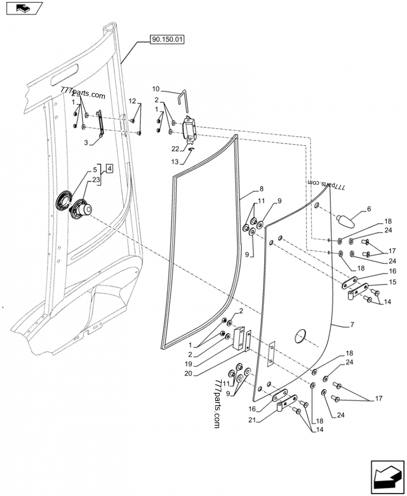 WINDOW, LH, GLASS, REAR, UPPER - LOADER BACKHOES Case 580SN (LOADER ...