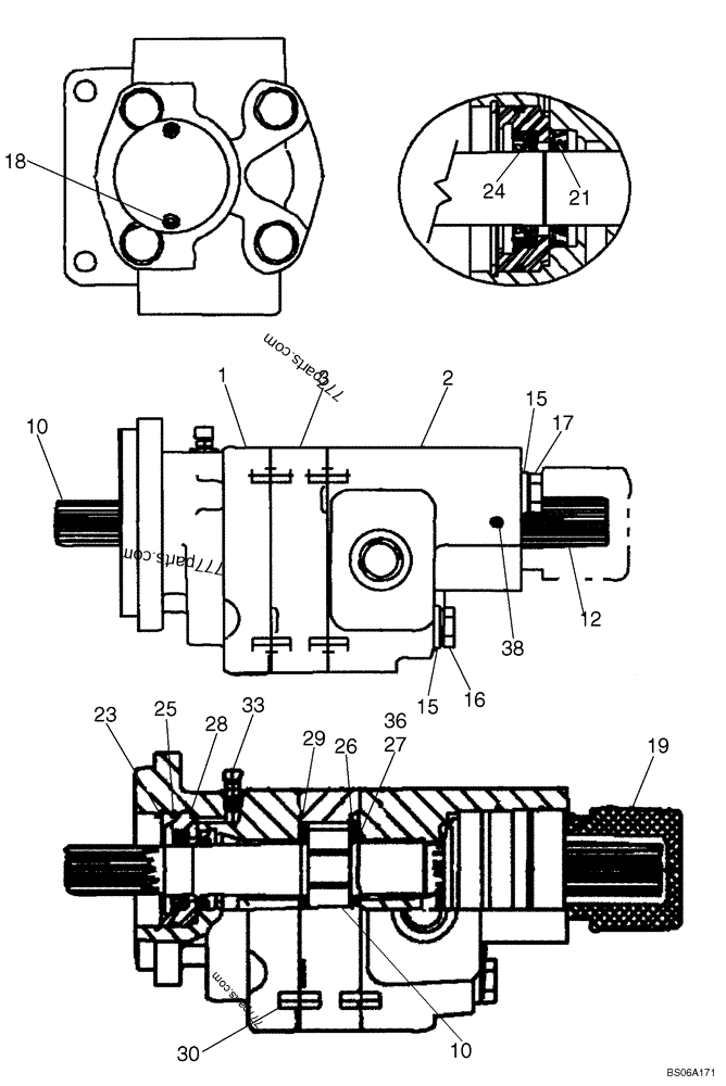 PUMP ASSY, HYDRAULIC - MODELS WITH PTO - CRAWLER DOZERS Case 850L ...