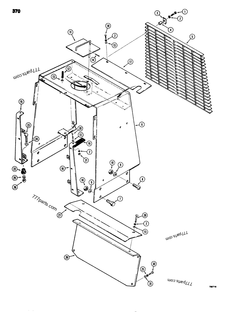 RADIATOR FRAME AND GRILLE - LOADER BACKHOES Case 680G (CASE ...