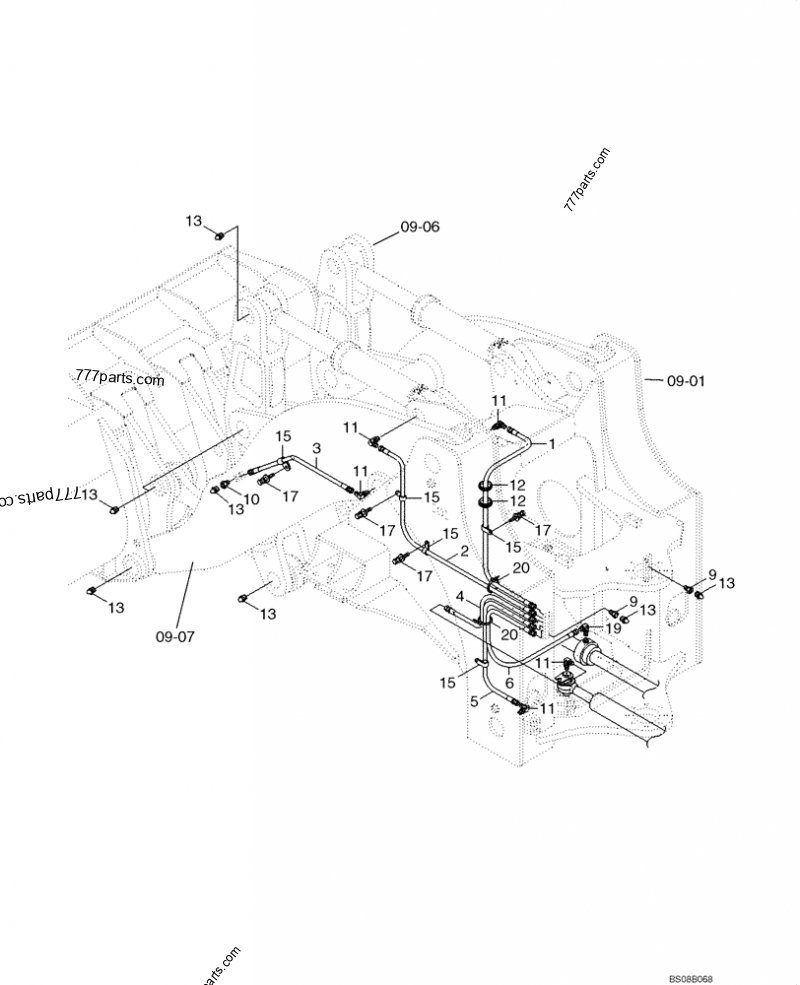 GREASE LINES, FRONT (87700421) - WHEEL LOADERS Case 1221E (WHEEL LOADER ...