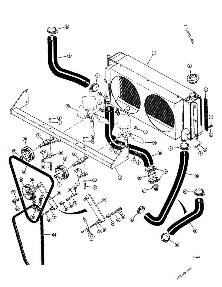 FAN, RADIATOR AND RELATED PARTS, MODELS WITH SPRING HELD IDLER ARMS ...