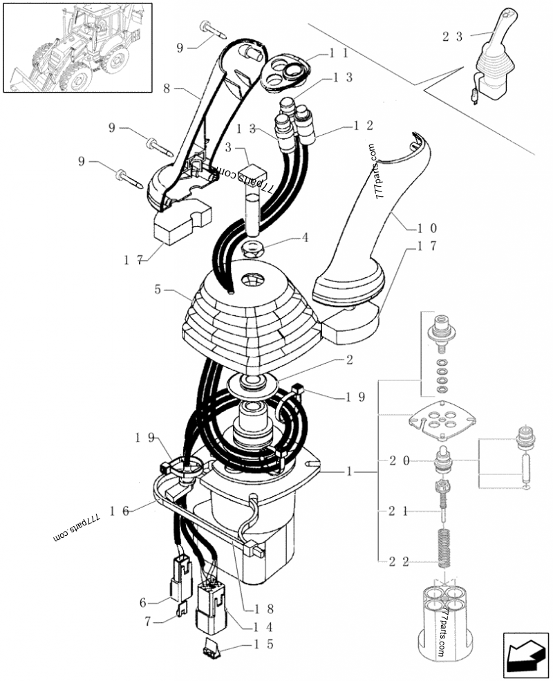VALVE, JOYSTICK (PILOT CONTROLS) (LEFT - HAND) - LOADER BACKHOES Case ...