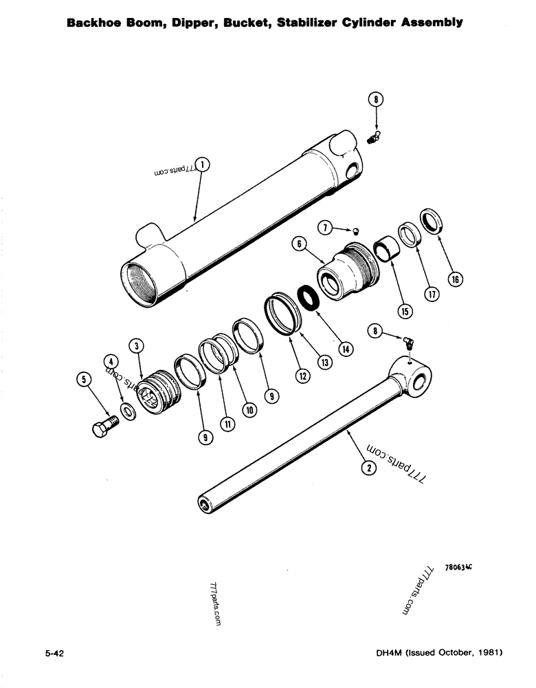 BACKHOE BOOM, DIPPER, STABILIZER CYLINDER ASSEMBLY - TRENCHERS-LAYERS ...