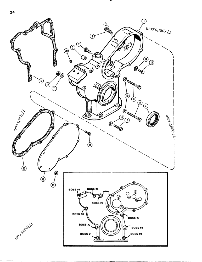 TIMING GEAR COVER, 207 DIESEL ENGINE - LOADER BACKHOES Case 580C (CASE ...