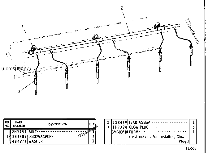 GLOW PLUG AND WIRING (5S8501 N/S)--24 Volt - TRACK-TYPE TRACTOR ...