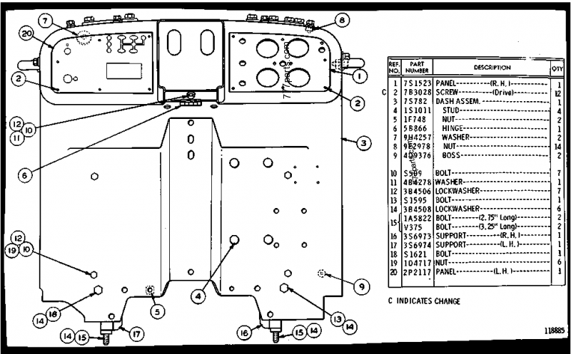 HOOD AND DASH (7S849 N/S)--Front View--Part 1 of 2 - TRACK-TYPE TRACTOR ...