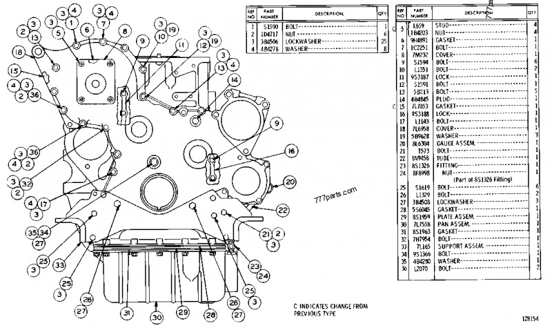 CYLINDER BLOCK AND COVERS (7L814 N/S)--End View--Part 2 of 2 - ENGINE ...